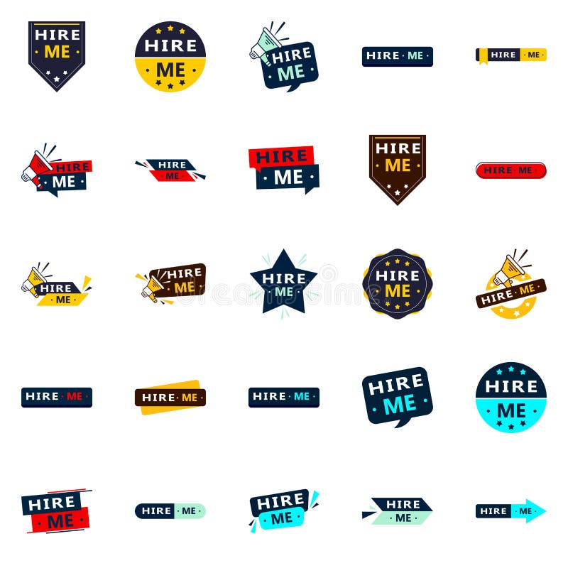 Make a Great First Impression with Our Pack of 25 Hire Me Banners Stock ...