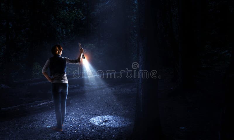 Make Her Way in Darkness. Mixed Media Stock Image - Image of glow, lamp ...