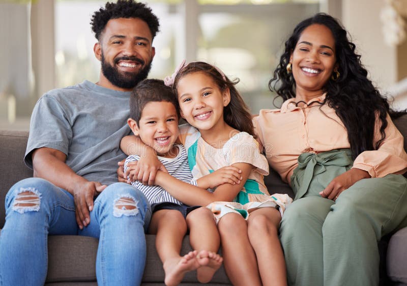 They Make Life Fun. a Young Family Relaxing Together at Home. Stock ...