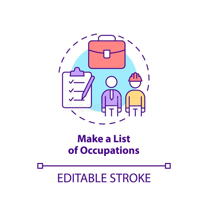 Make List of Occupations Concept Icon Stock Vector - Illustration of ...