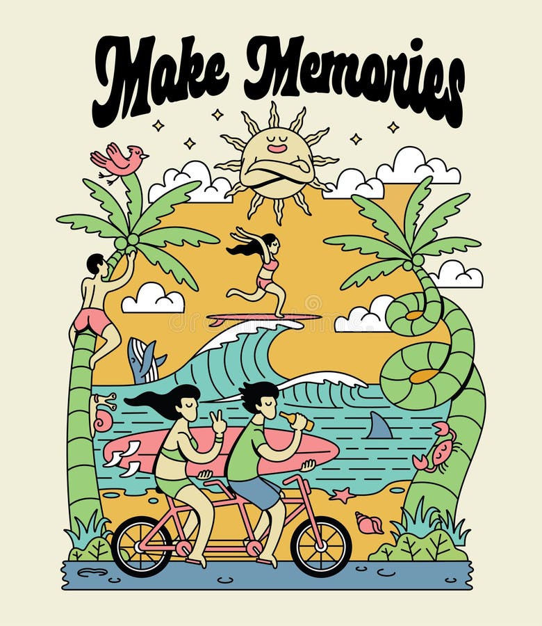Make Memories Vector Cute Illustration Stock Vector - Illustration of ...