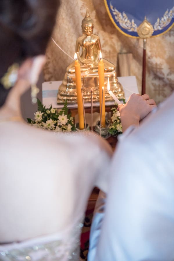 Make Merit in the Buddhist Ceremony in Thai Traditional Wedding Stock ...