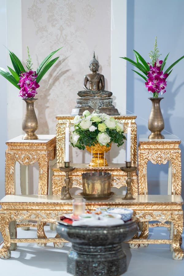 Make Merit in the Buddhist Ceremony in Thai Traditional Wedding Stock ...