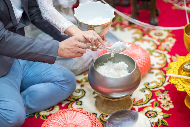 Make Merit in the Buddhist Ceremony in Thai Traditional Wedding Stock ...