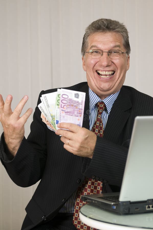 Make money with computer ! stock image. Image of portable - 10969105