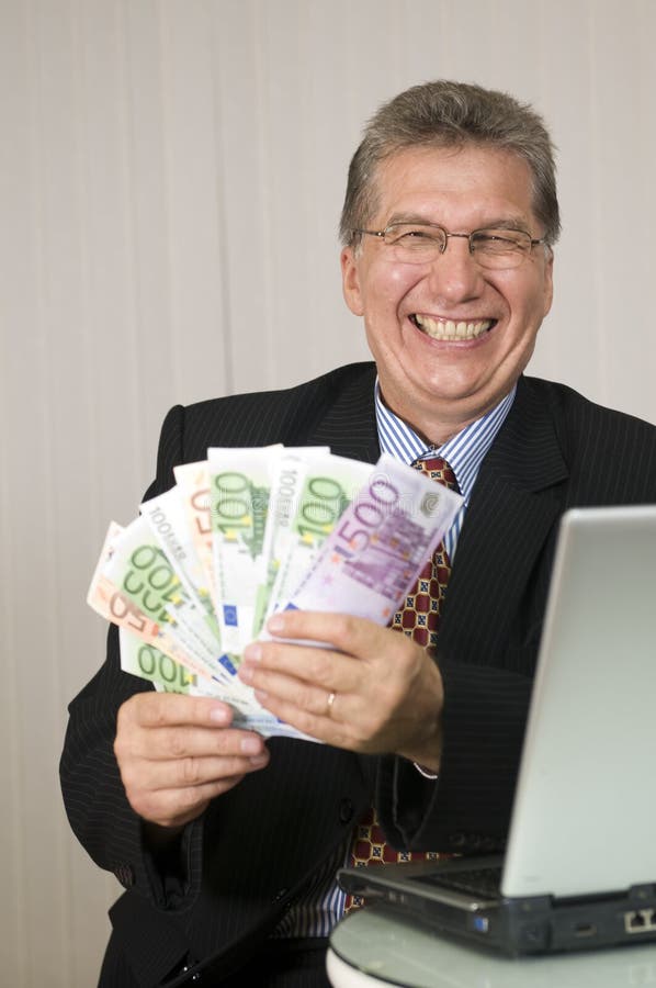 Make money with computer ! stock photo. Image of businessman - 10969162