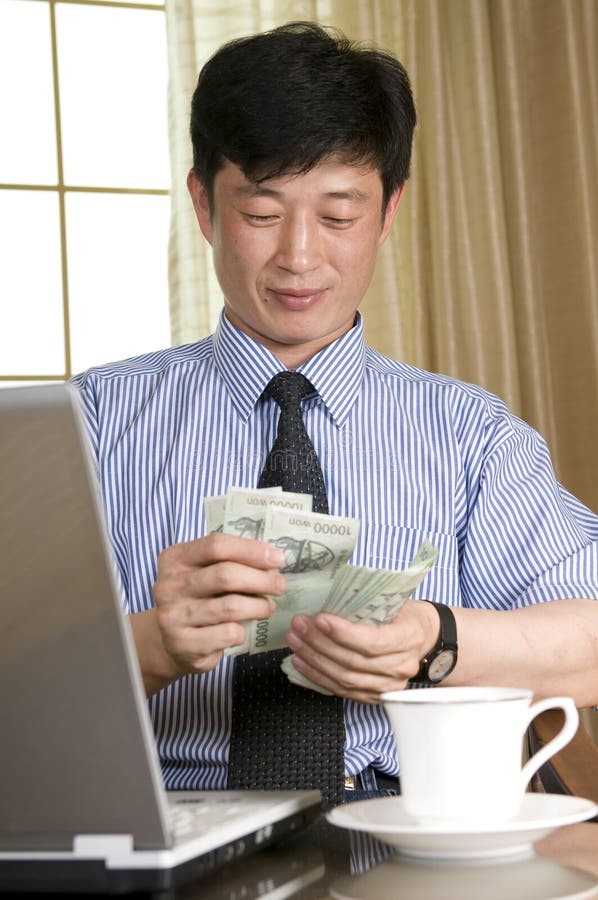 Make money with computer ! stock photo. Image of internet - 11338044