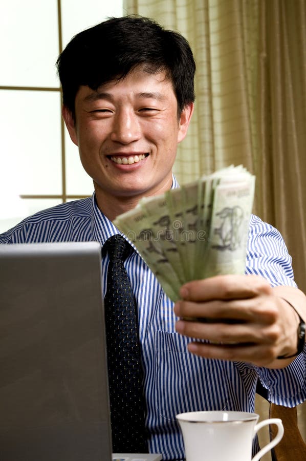 Make money with computer ! stock photo. Image of manager - 11338062