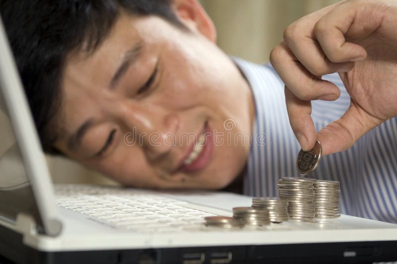 Make money with computer ! stock image. Image of laptop - 11411725