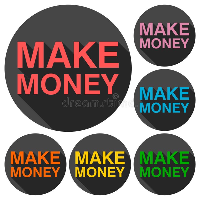 Make Money Icon with Long Shadow Stock Vector - Illustration of grow ...