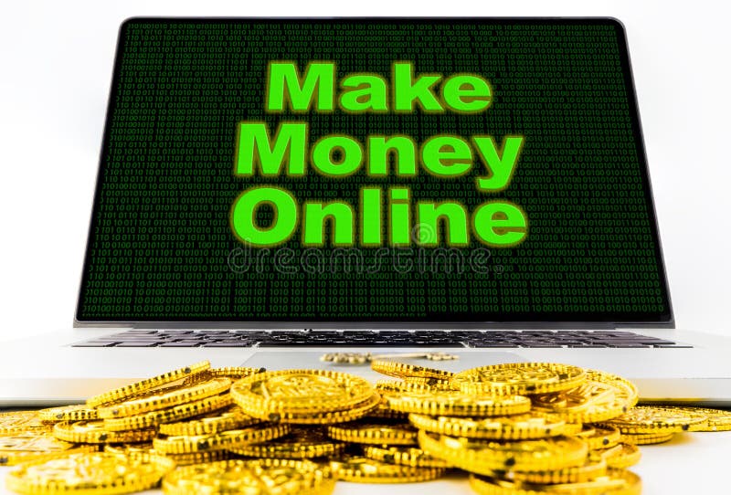 Make Money Online on Computer Screen Stock Photo - Image of financial ...