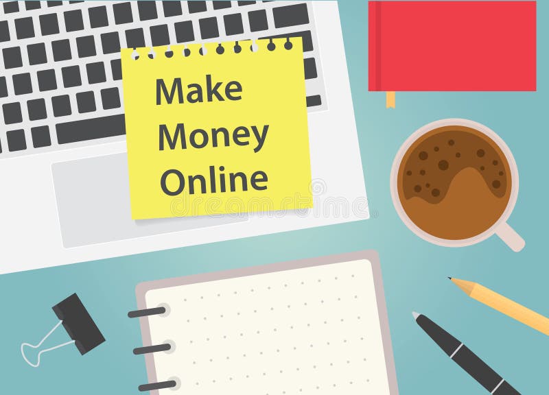 Make Money Online Written on Memo Note on Laptop, Flat Lay Desk ...