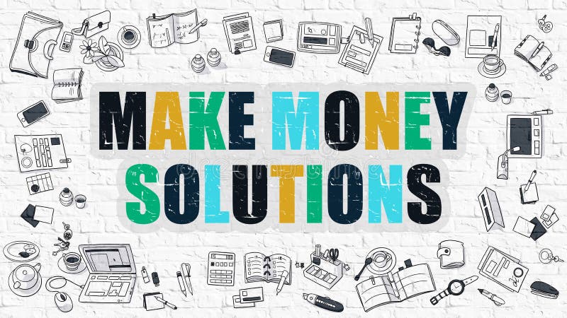 Make Money Solutions in Multicolor. Doodle Design. Stock Illustration ...