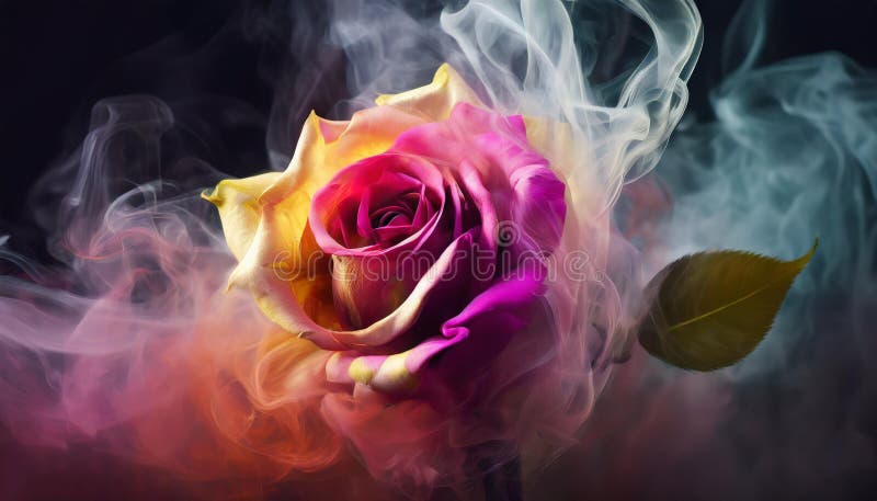 Make a Picture of Colouful, Dynamic Smoke Circling a Gorgeous Rose ...