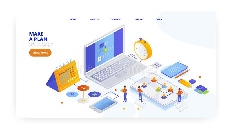 Make a Plan, Landing Page Design, Website Banner Vector Template ...