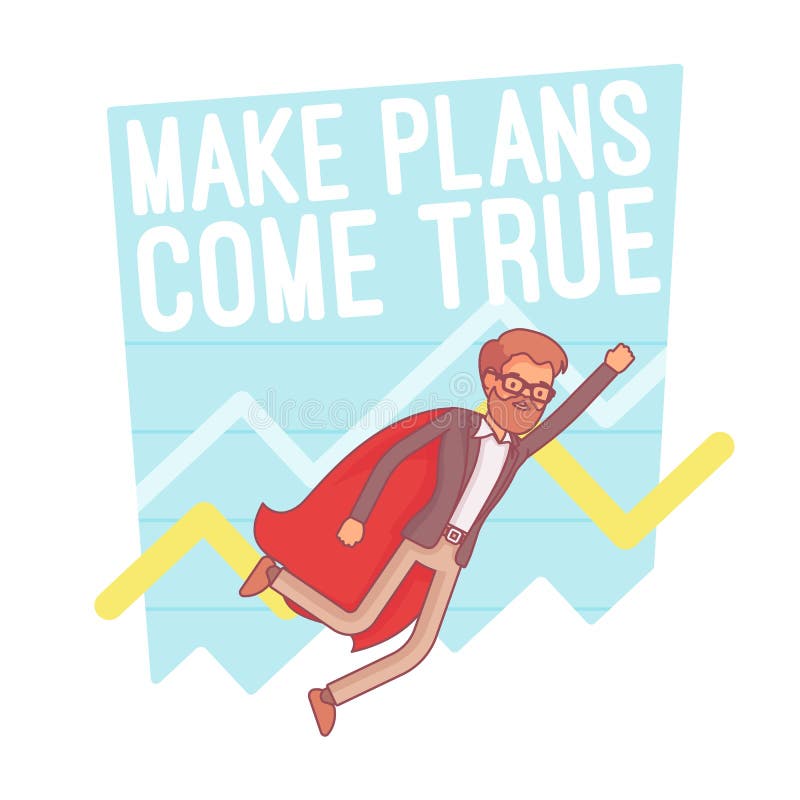 Make Plans Come True. Lineart Concept Illustration Stock Vector ...