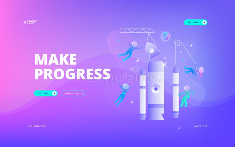 Make progress web banner stock vector. Illustration of silhouettes ...