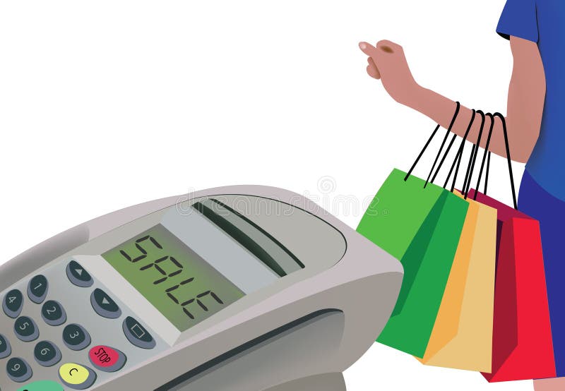 Make Purchases and Sales by Credit Card and Debit Card- Stock Vector ...