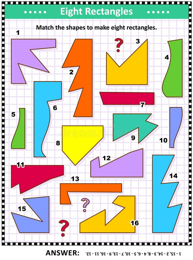 Make Rectangles Math Picture Puzzle Stock Vector - Illustration of ...