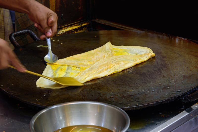 Make roti on the pan stock image. Image of white, market - 126116175