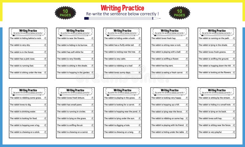 Make a Sentence Activity Worksheet Stock Illustration - Illustration of ...