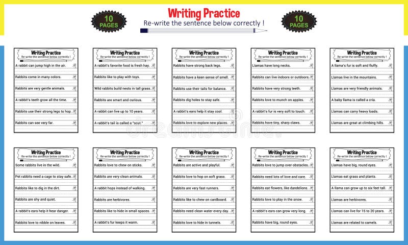 Make a Sentence Activity Worksheet Stock Illustration - Illustration of ...