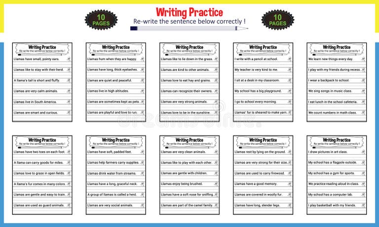 Make a Sentence Activity Worksheet Stock Vector - Illustration of ...