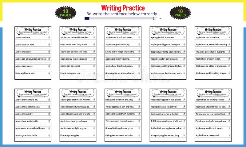 Make a Sentence Activity Worksheet Stock Illustration - Illustration of write, book: 358605490