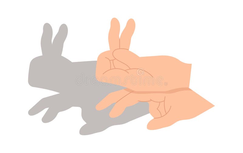Make Shadow Hand Animals Flat Icon Rabbit Silhouette Stock Vector ...