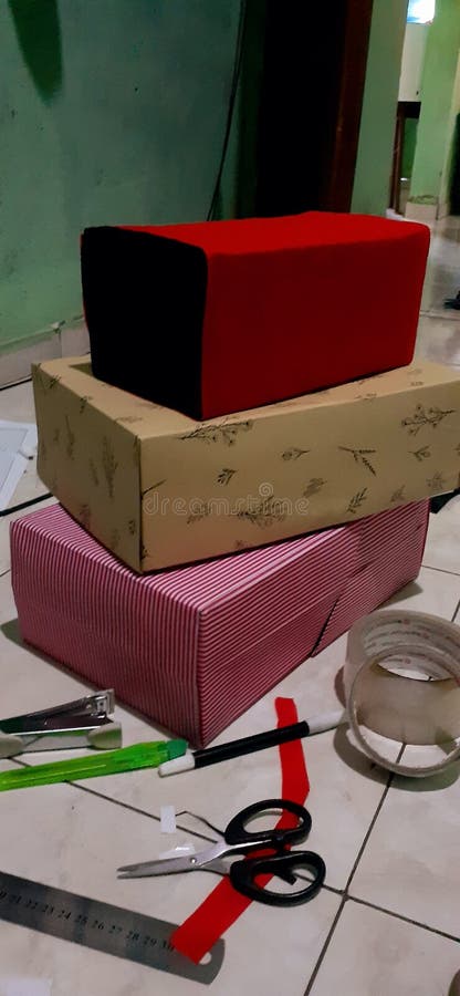 Make a Simple Gift Box at Home Stock Photo - Image of wood, ingredients ...