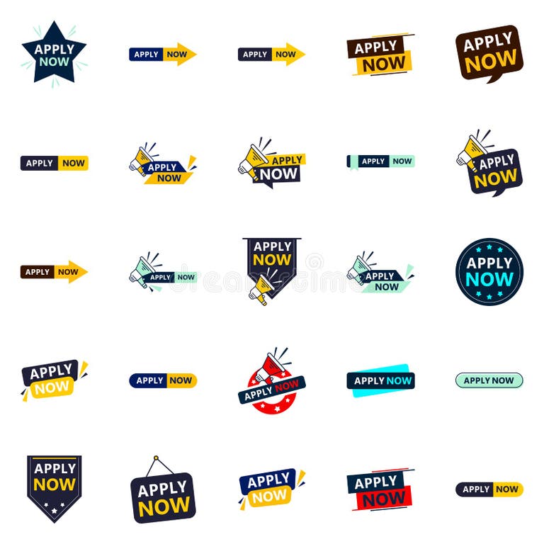 Make a Statement with Our Pack of 25 Apply Now Banners Stock Vector ...