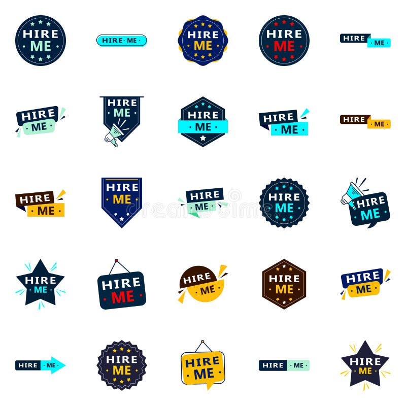 Make a Statement with Our Pack of 25 Hire Me Banners Stock Vector ...