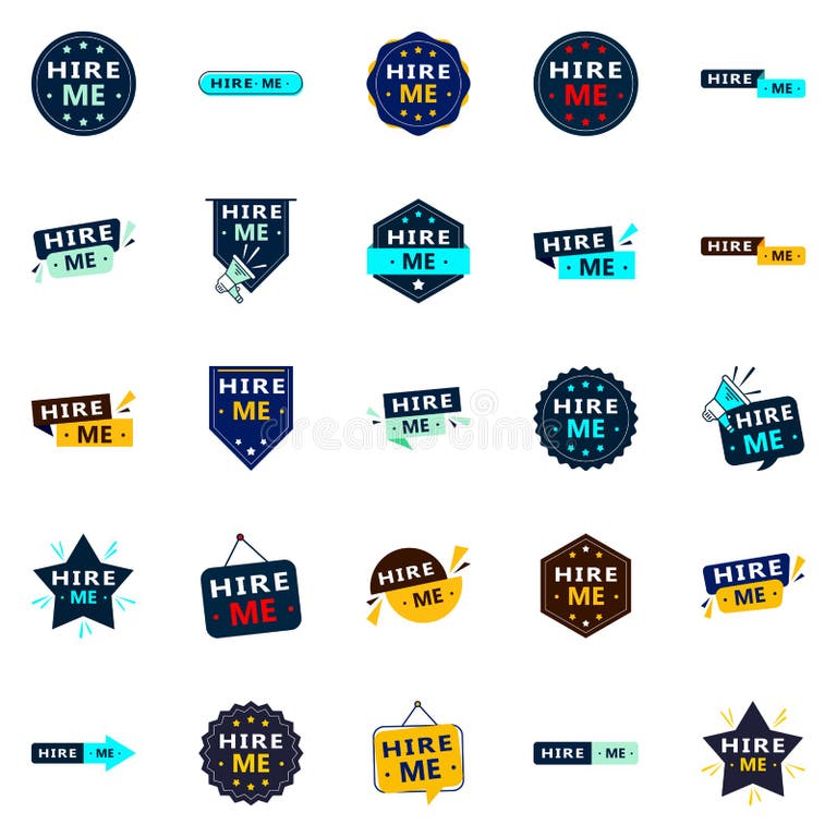 Make a Statement with Our Pack of 25 Hire Me Banners Stock Vector ...
