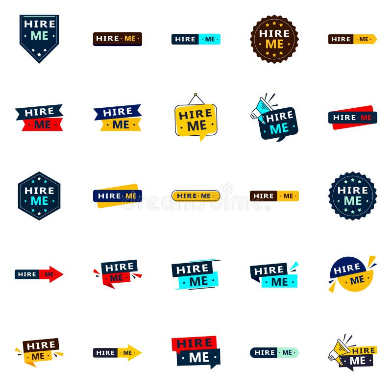Make a Statement with Our Pack of 25 Hire Me Banners Stock Vector ...