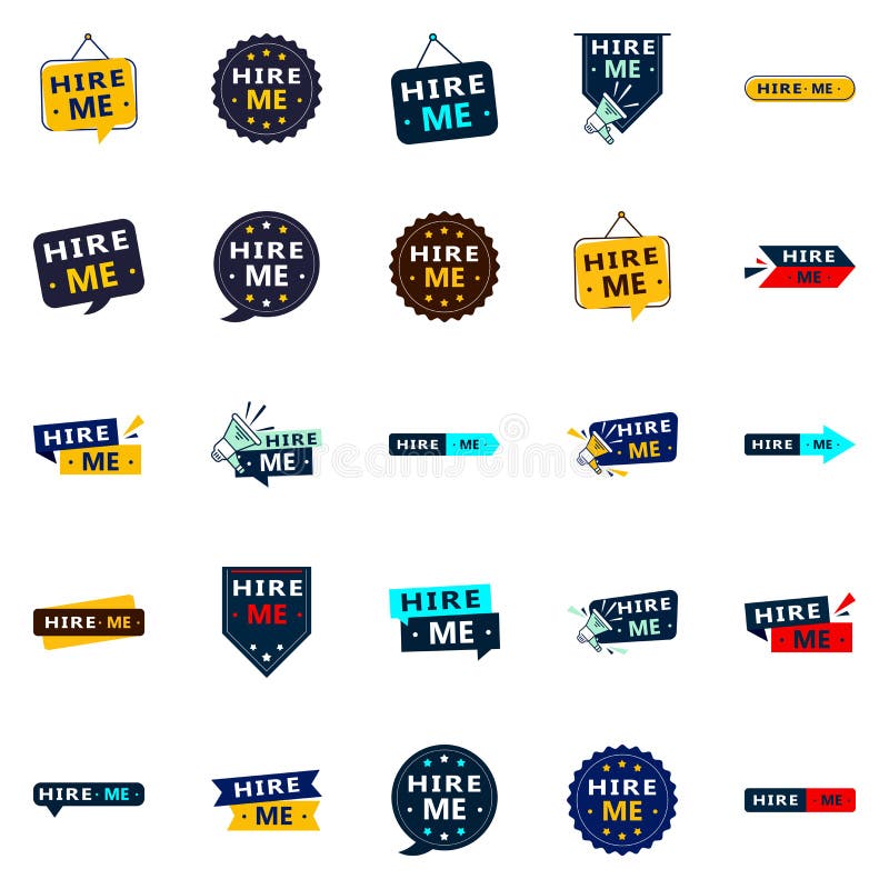 Make a Statement with Our Pack of 25 Hire Me Banners Stock Vector ...