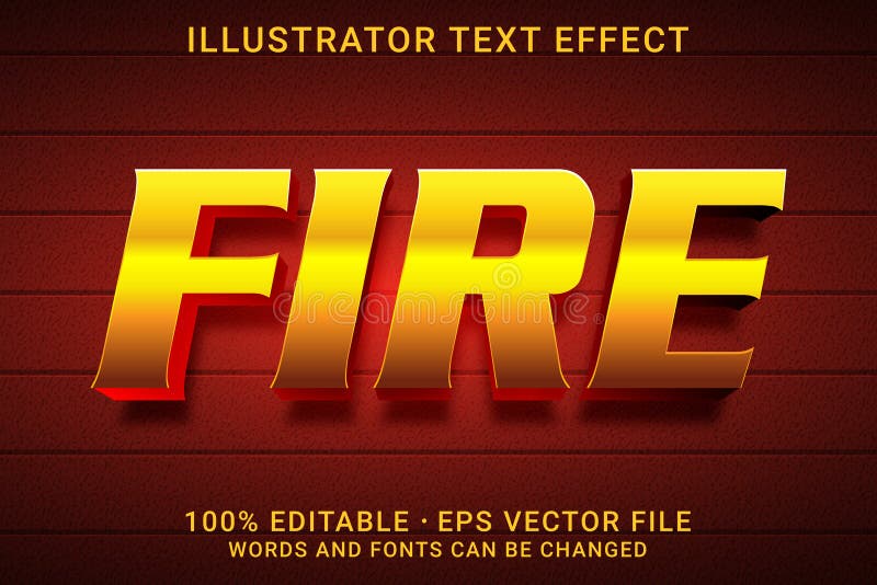 FIRE 3d -Editable Text Effect Stock Vector - Illustration of brand ...