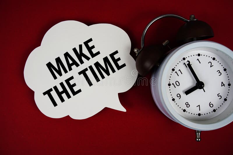 Make the Time Text on Speech Bubble with Alarm Clock on Red Background ...