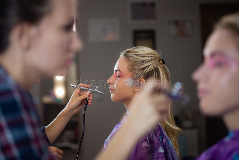 Make up with airbrush stock photo. Image of closeup - 104026184