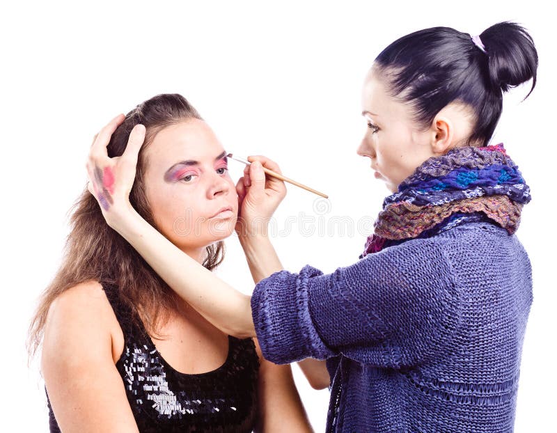Make Up Artist Applying Make Up on Actress Stock Photo - Image of ...