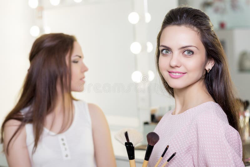Make-up Artist Doing Make Up Stock Image - Image of blush, caucasian ...