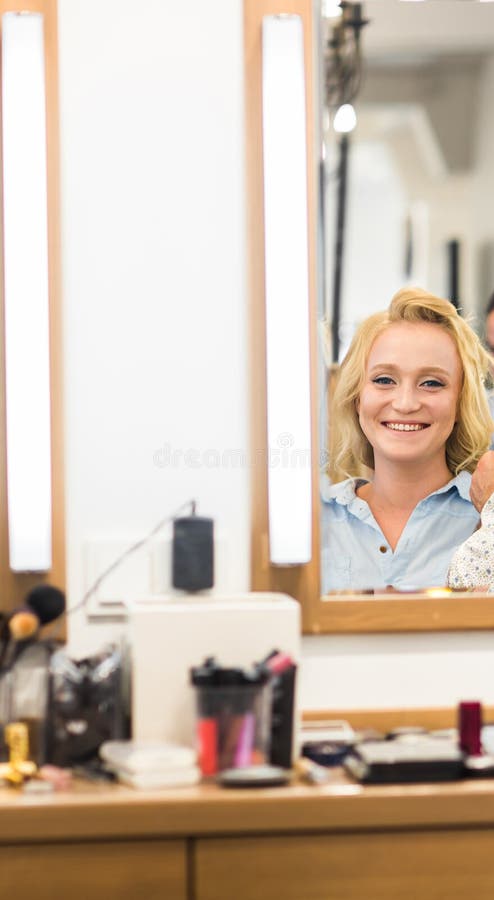 Make-up Artist Doing Make Up for Young Beautiful Bride Applying Wedding ...