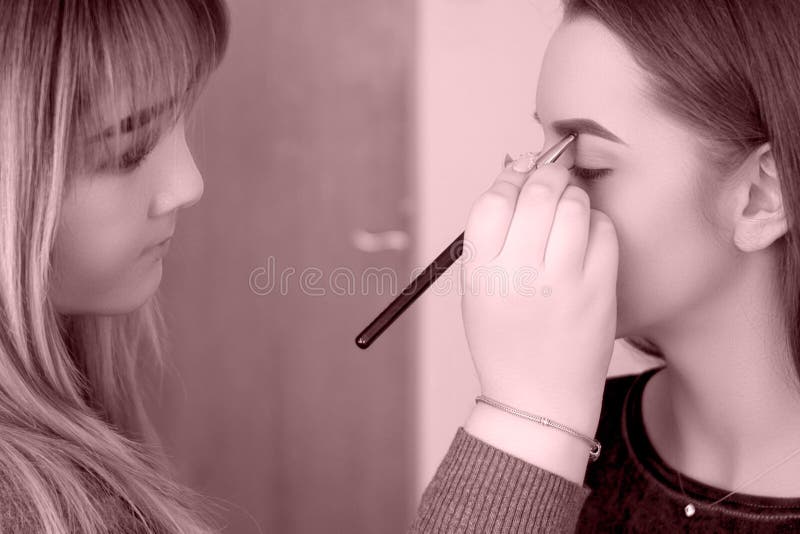 Make-up Artist Makes a Professional Make-up for the Model Editorial ...