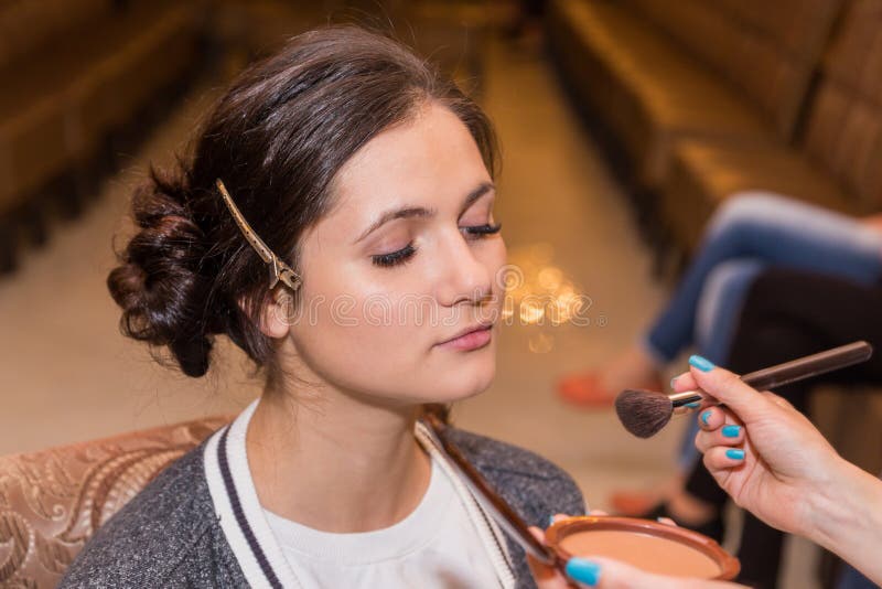 Make-up Artist Puts Make-up on Model Editorial Stock Image - Image of ...