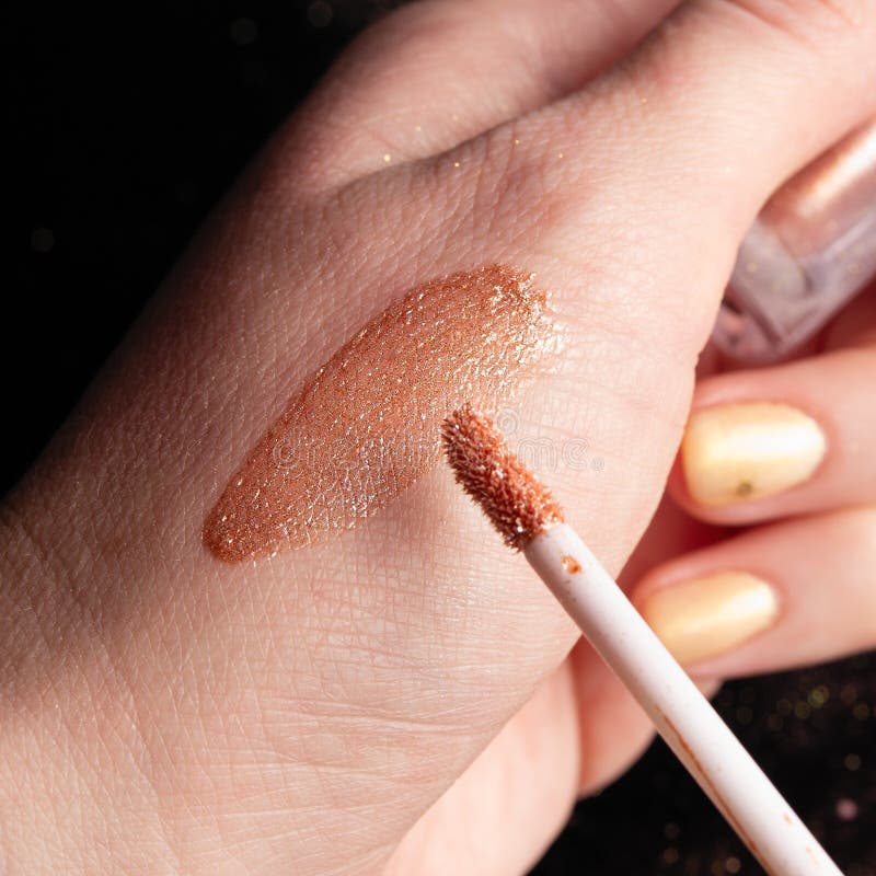 The Make-up Artist Tests and Selects the Color of the Liquid Lipstick ...