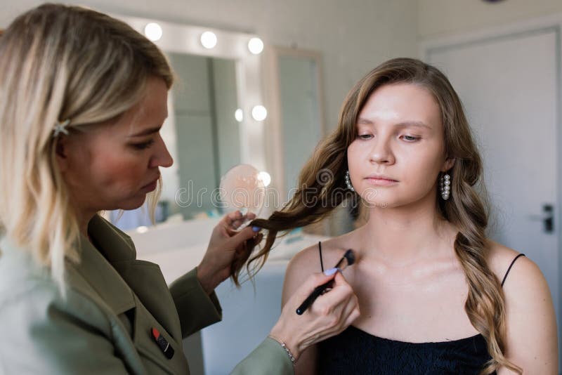 Make-up Artist Work in Her Studio with Model Stock Photo - Image of ...
