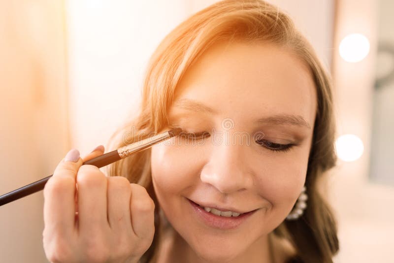 Make-up Artist Work in Her Studio with Model Stock Photo - Image of ...