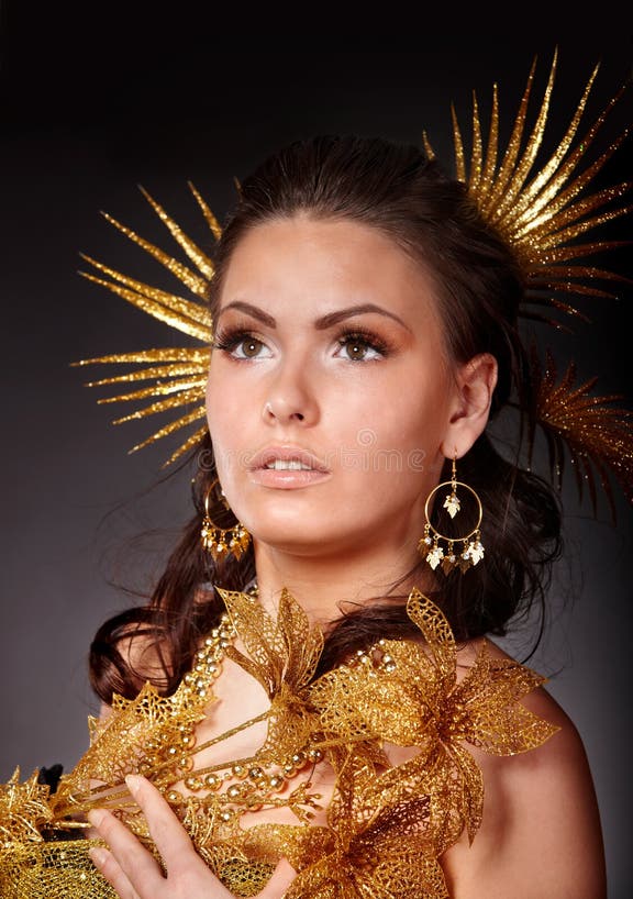 Make up of beautiful girl. stock photo. Image of beads - 14516348