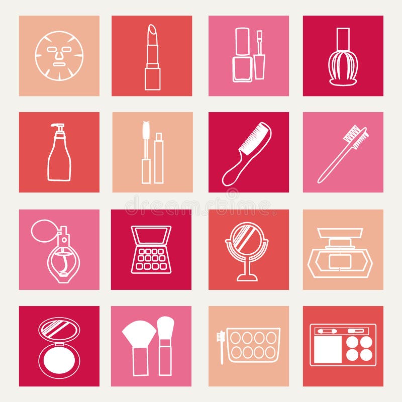 Make Up and Beauty Cosmetics Icons Stock Vector - Illustration of care ...