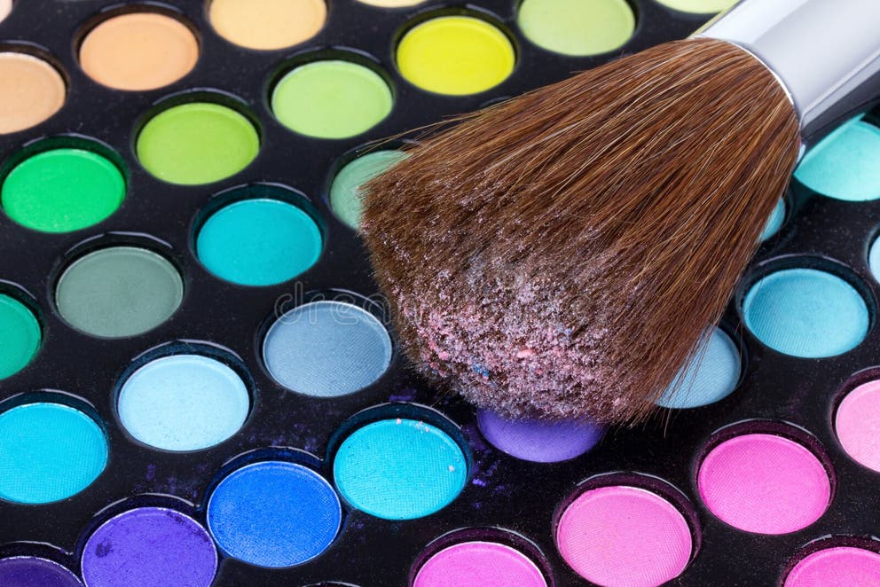 Make-up Brush on Multicolour Eye Shadows Stock Image - Image of shadow ...