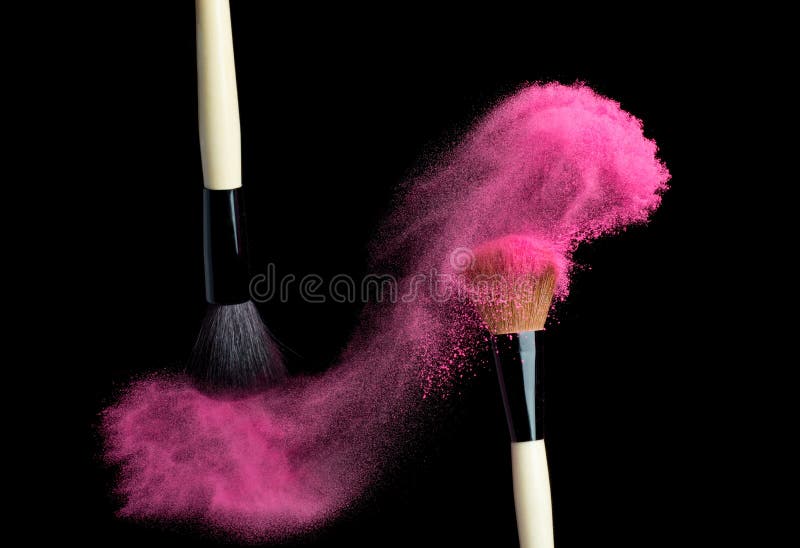 Makeup Brush with Pink Powder Isolated Stock Photo - Image of pink ...